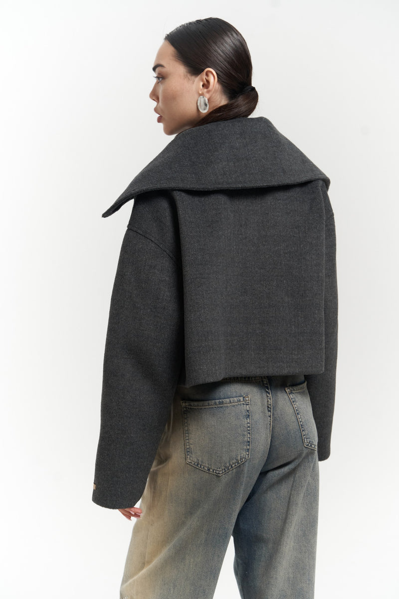 Oversized Funnel Collar Zip-Up Cropped Jacket – PIRAL